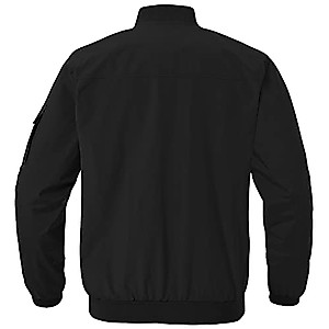Gopune Men's Windproof Bomber Jackets Lightweight Running Windbreaker Outdoor Golf Fashion Coat Black,XL