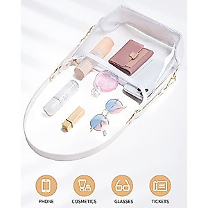 Vorspack Clear Bag Stadium Approved - Clear Purse for Women Clear Crossbody Bag with Adjustable Strap for Sports Events Concerts College - White
