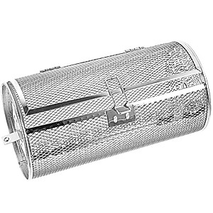 Luxshiny Hibachi Grill Stainless Steel Rotisserie Basket, Grilled Cage Basket Round Rotating Basket Air Fryer Accessories for BBQ Grill Bakeware (12×23cm) Grilling Accessories