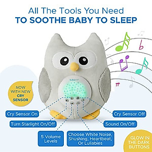 Baby Soother Cry Activated Sensor Toys Owl White Noise Sound Machine, Toddler Sleep Aid Night Light, Unique Baby Girl Gifts & Baby Boy Gifts, Woodland Baby Shower,Portable New Baby Gift Gender Neutral