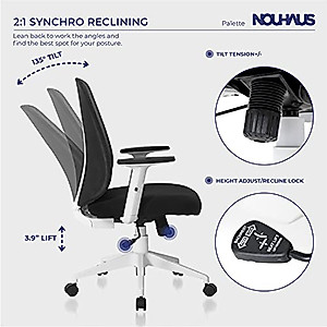 Nouhaus Palette Ergonomic Office Chair Comfortable Swivel Computer Desk Chair, Lumbar Adjust Rolling Chair. (Black)