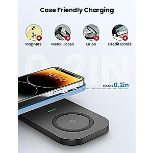 Wireless Charging Pad, JoyGeek Dual Wireless Charger for iPhone 14 Plus/14 Pro/14/13 Pro Max/Pro/Mini/12,Airpods 3/2,Wireless Phone Charger for Samsung S22/S21,24W Fast Wireless Charger（Black）