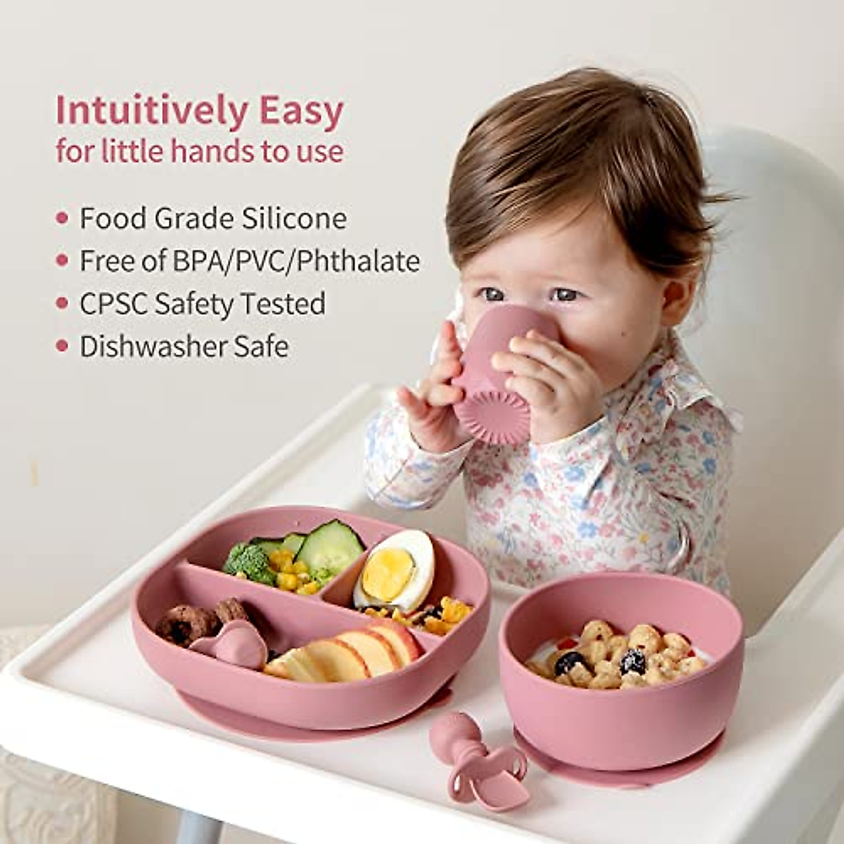 SAMiGO Silicone Baby Cups for 6-12 Months Infants - Tiny Open Cups - Training Cups for Baby Led Weaning - Set of 2 Drinking Cups