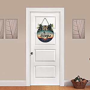 JINGBOW Hot Tub Wood Sign,Relaxation Zone,Rustic Round Sign For Front Door,Farmhouse,Garden,Yard,Porch,Home Indoor Outdoor Signs,Man Cave,Bathroom,Restroom Wall Decor