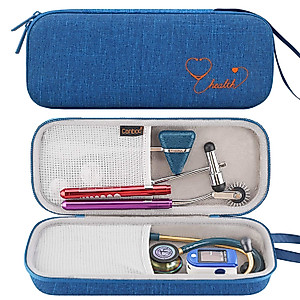 Canboc Hard Stethoscope Case Compatible with 3M Littmann Classic III, Lightweight II S.E, Cardiology IV, MDF Acoustica Stethoscope, Mesh Bag fit Medical Scissors, Oral Thermometer, Caribbean Blue