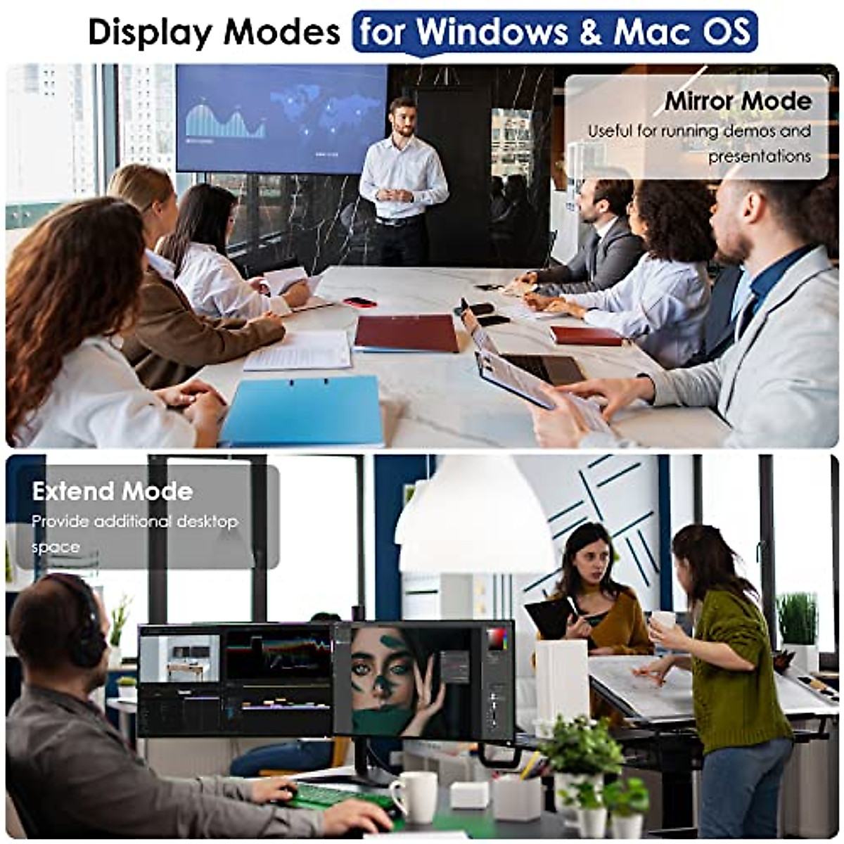 WAVLINK USB Laptop Docking Station Dual Monitors, DisplayLink Computer Dock for M1 M2 Mac and Windows, ChromeOS, Ubuntu 20.04/22.04 (HDMI & HDMI/DVI/VGA, 6xUSB Ports, LAN, Audio)