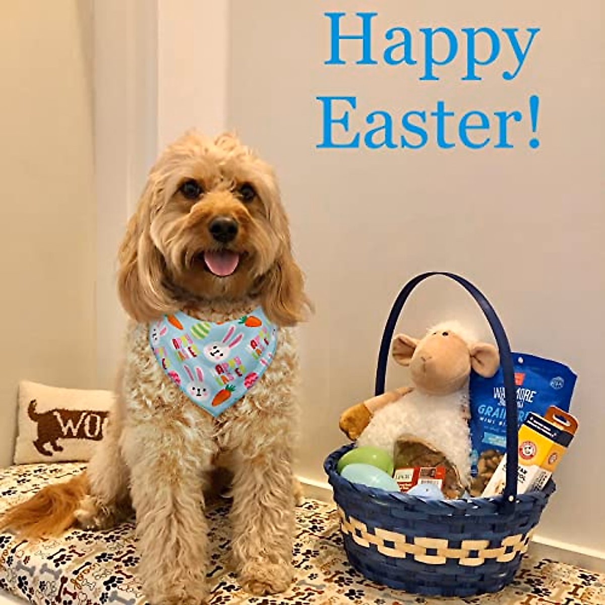 Easter Dog Bandana, Bunny and Carrot Bandanas for Dogs, Spring Puppy Scarf for Small Medium Large Dogs