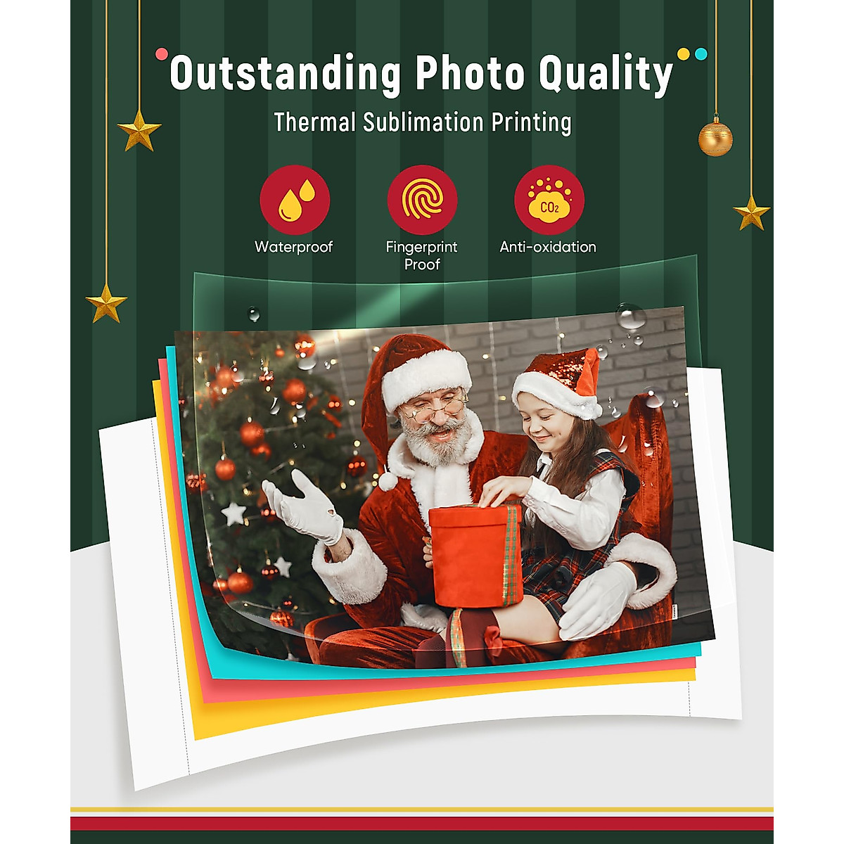 Liene 4x6'' Photo Printer Bundle (60 pcs +2 Ink Cartridges), Wi-Fi Picture Printer, Photo Printer for iPhone, Android, Smartphone, Computer, Dye-Sublimation, Portable Photo Printer for Home Use