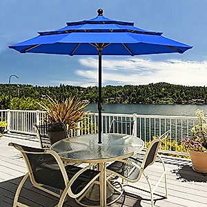 EliteShade USA 10-Year-Non-Fading Sunumbrella 9Ft 3 Tiers Market Umbrella Patio Umbrella Outdoor Table Umbrella with Ventilation,Royal Blue