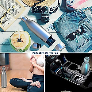 Travah Travel Water Bottle Stainless Steel Water Bottle with Storage for Cash, Keys, Valuables Insulated Water Bottle for Men and Women Hot and Cold Water Bottle Leak-Proof Water Bottle (Silver)