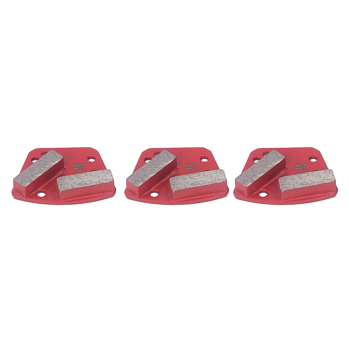 Diamond Grinding Shoes, 3Pcs 30 Grits Trapezoid Concrete Floor Cutting Tool Red with 2 Long Straight Teeth, for Polishing of Concrete