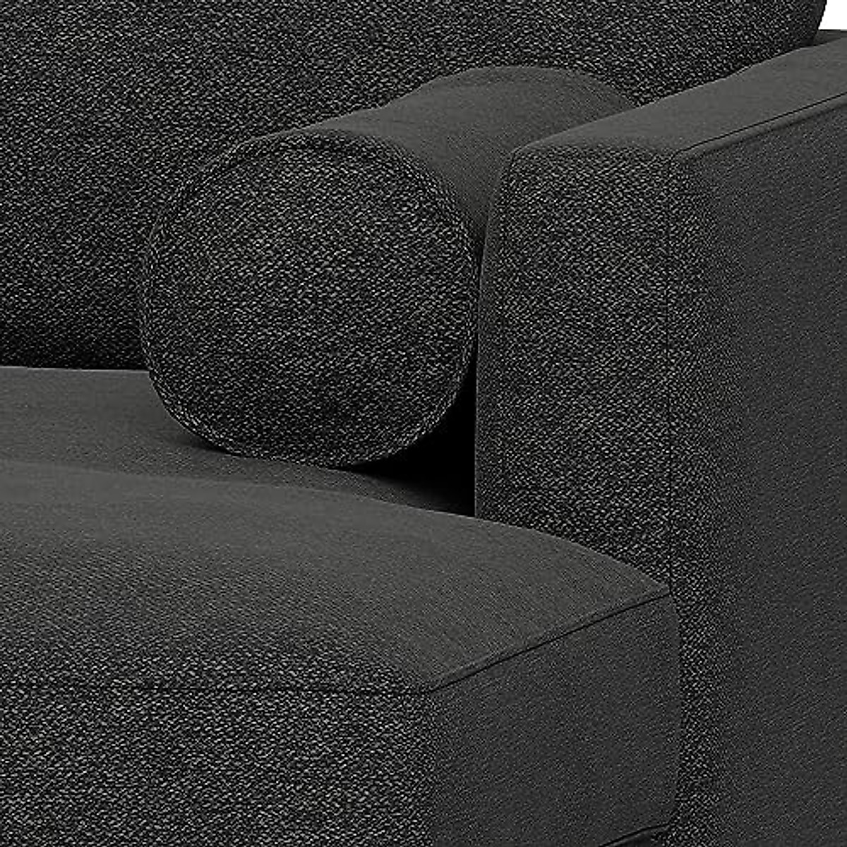 SIMPLIHOME Morrison Right Sectional Sofa in Woven-Blend Recycled Polyester Fabric, Charcoal Grey, 102-inches Wide, L-Shaped Couch with Right Chaise for the Living Room and Family Room