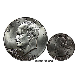 1976-S U.S. Eisenhower Silver Dollar Coin, 40% Pure Silver, Mint State Condition, Bicentennial Design