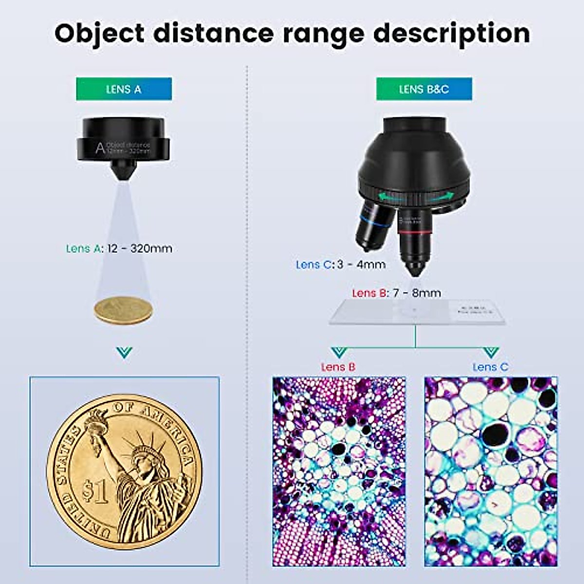 JOYALENS JL249PS 3 Lenses 10 Inch HDMI LCD Digital Microscope, UHD 4000× 24MP Biological Microscope with Prepared Slides, Coin Microscope for Full-Size Coins Error Coins, PC/TV Compatible, 32G Card
