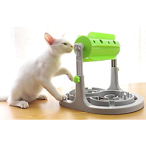 Ito Rocky Interactive Dog & Cat Food Puzzle Toy - Treat Boredom Dispensing Slow Feeder - Anxiety IQ Training in Smart Feeding and Adjustable Height for Small/Medium Dogs