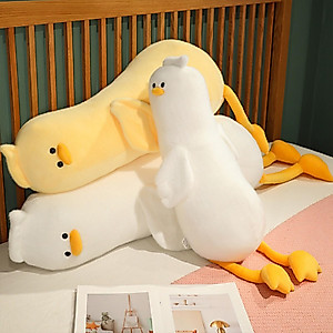 PEACH CAT Long Duck Plush Pillow Cute Duck Stuffed Animal Toy Gift for Kids Girls Boys Yellow 32.2&quot;