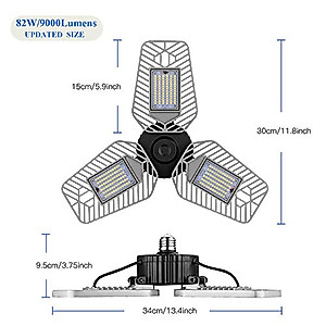 Garage Lighting,80W Garage Lights Ceiling LED,Close to Ceiling Garage Light Fixture,9000 Lm 5000K Super Bright LED Garage Lights with 3 Leaf LED Lights for Garage Barn Basement Workbench