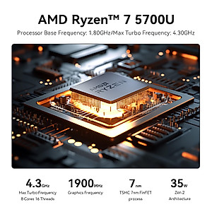 Beelink Mini PC SER 5 Ryzen 5 5700U 8C/16T 8MB Cache,Up to 4.3GHz,16GB RAM 500GB NVME SSD, 4K Triple Display by HDMI and Type-C, WiFi 6, Bluetooth5.2, Zoom, PXE, Micro pc Gaming Computer