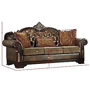 Homelegance 9815-3 Croydon Traditional Two-Tone Sofa, 86"W, Brown PU Leather