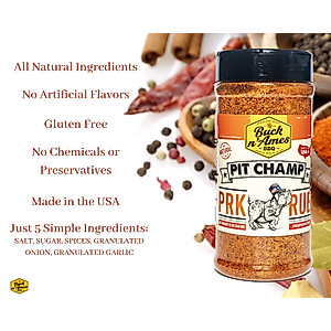 Buck N’ Ames PIT CHAMP PRK BBQ RUB | Ribs and Pork Barbecue Seasoning | Also Great on Chicken, Lamb, and Beef | ALL Natural |12 oz