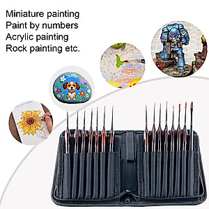 Transon Artist Detail Paint Brushes with Case 15pces for Model Miniature Painting