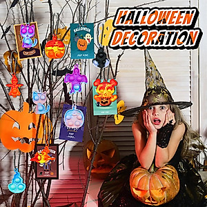 84 PCS Halloween Pop Fidget Toys Pack,Halloween Party Favors Supplies for Kids 4-8 8-12,Relieves Stress Anxiety Toys Pop Keychain Bulk,Classroom Rewards
