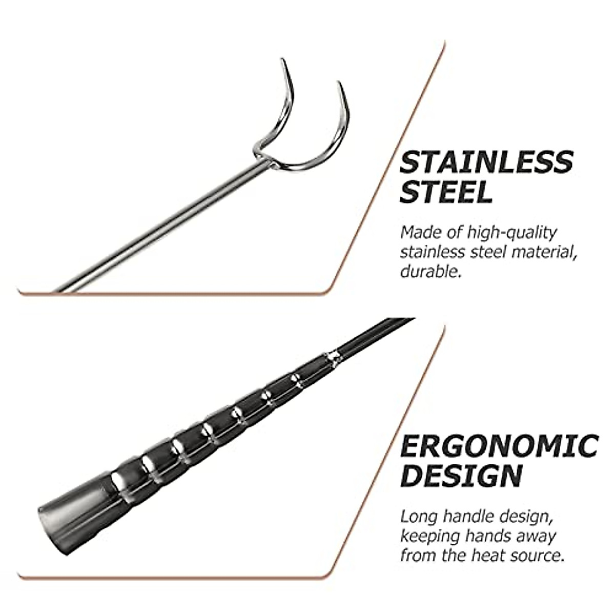 Cabilock Food Flipper Turner Hook Stainless Steel Grilling Meat Hook Small Barbecue Cooking Turners for Turning Bacon Steak Meat Vegetables Sausage Fish and More