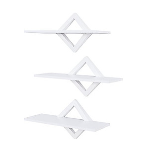 Danya B. Diamonds 3-Level Shelving System – Decorative Floating Shelves –Wall Mount – White