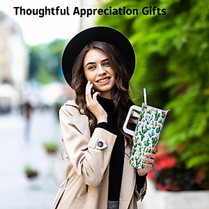 sgqjdpmc 40 oz Cactus Tumbler with Handle and Straw Lid 40oz Cactus Lover Gift Double Stainless Steel Insulated Cup Cactus Travel Coffee Mug, 40 Ounce6