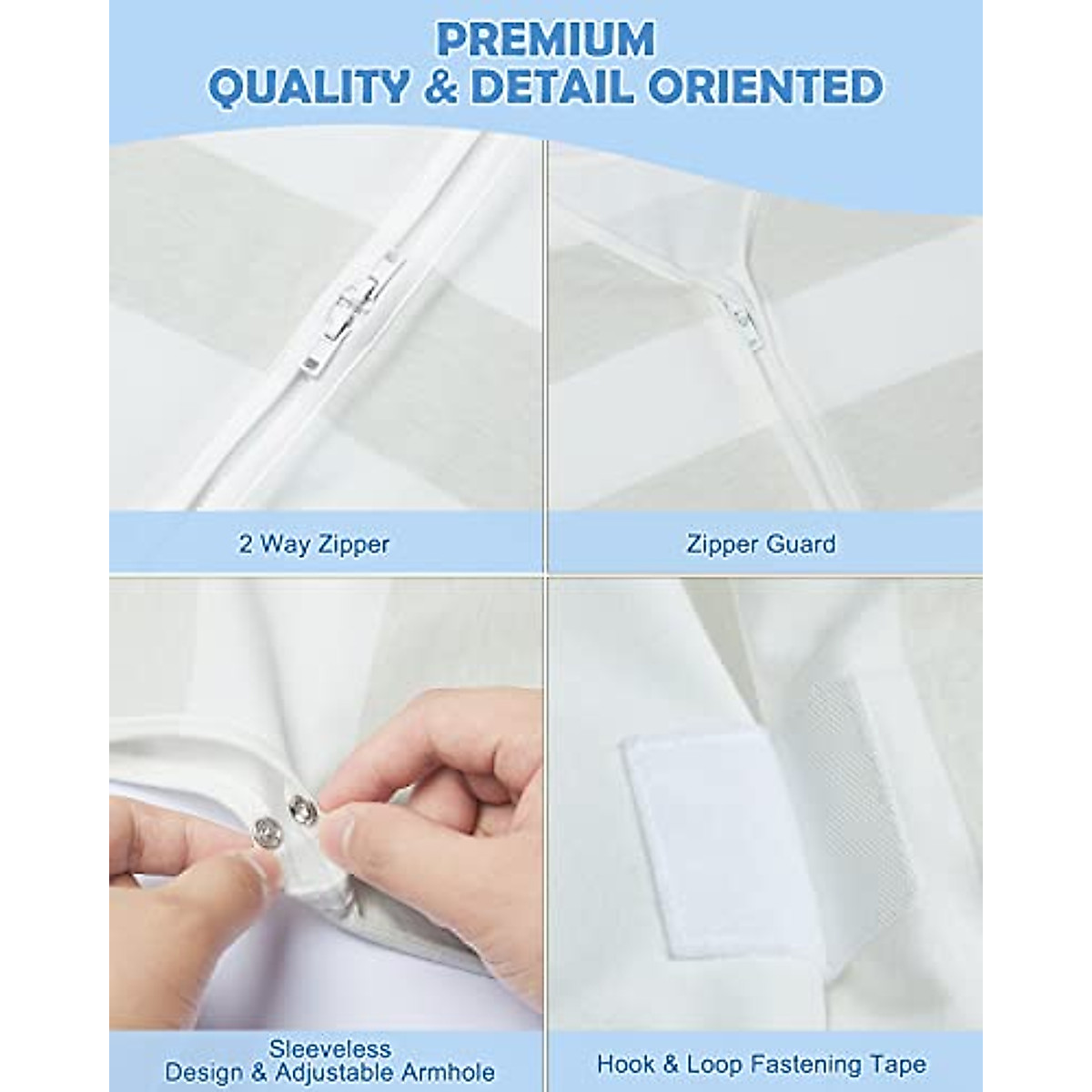 Lictin Baby Sleep Sacks-3 Packs Cotton Baby Wearable Blanket 0.5 TOG,Unisex Sleepsack with Adjustable Length 18-36 Months, Baby Sleeping Bag with 2-Way Safe Zipper for Infant Toddler Boy or Girl