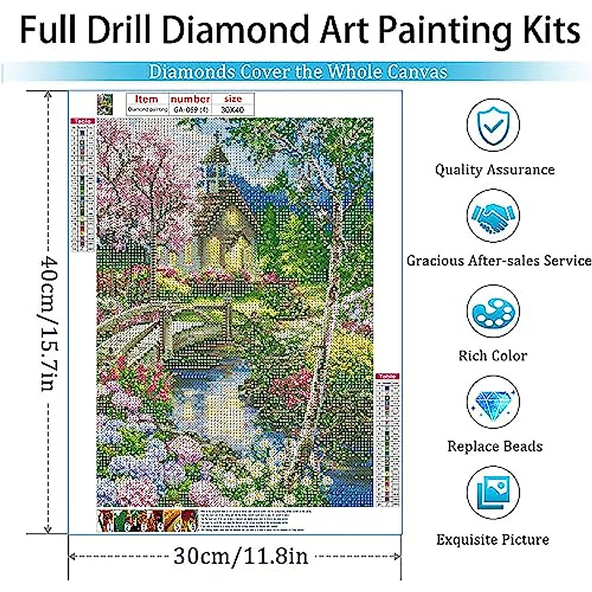 GemZono 4 Pack Diamond Painting Kits for Adults&Kids DIY 5D Diamond Art Paint with Round Diamonds Full Drill Church Gem Art Painting Kit for Home Wall Decor Gifts(12x16inch/30×40cm)