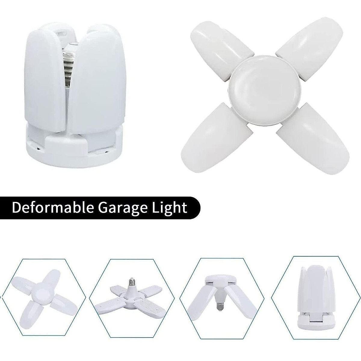 Stayofa 4 Pack LED Garage Light 40W,Mini Deformable Led Garage Ceiling Lights E26 6500K Daylight Garage Lights Adjustable Led Garage Light Bulb for Garage,Workshop,Workbench,Barn,Warehouse,Full Area