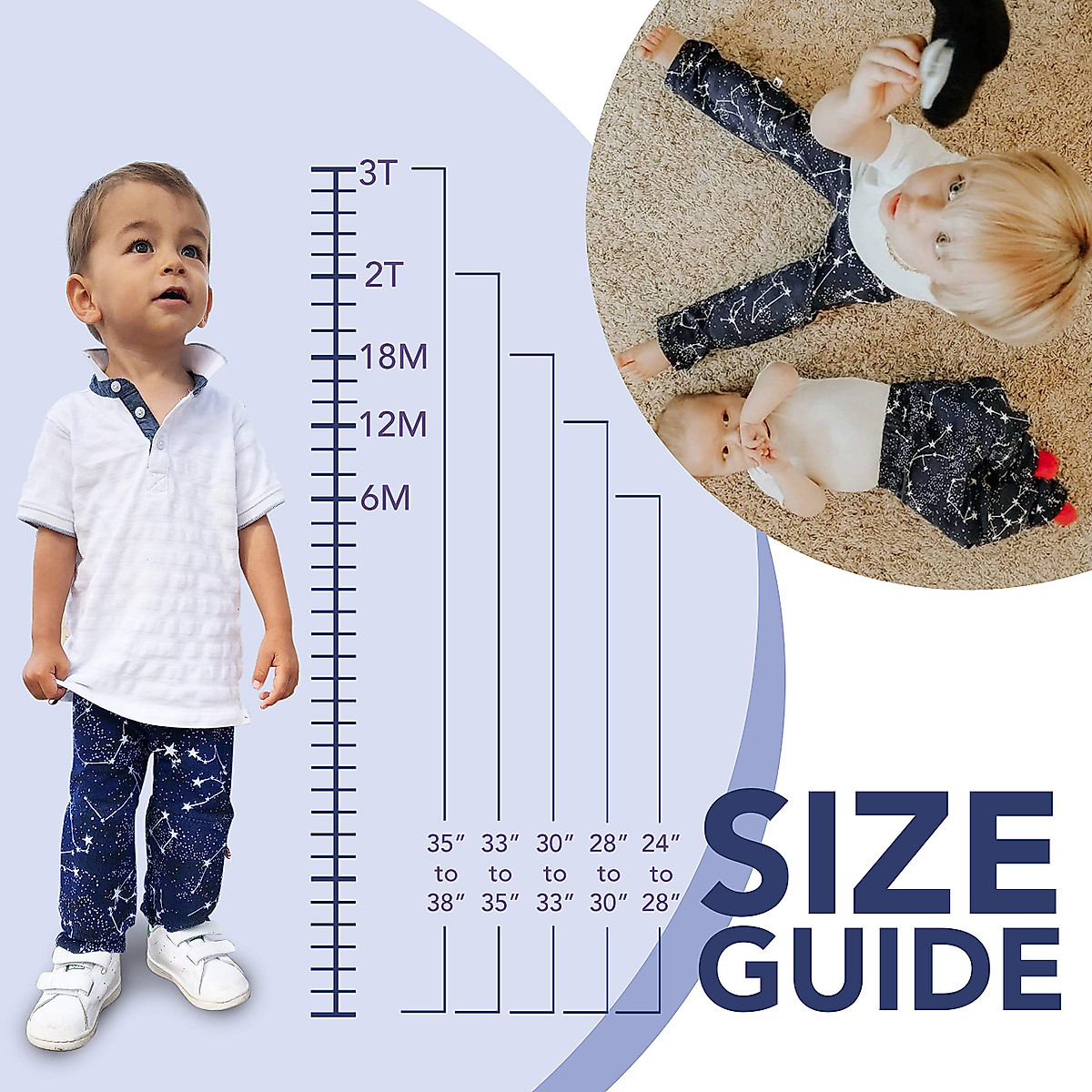 Sandra Aris | Crawling Pants for Babies & Toddlers | Added Butt and Knee Padding for Kids Learning to Crawl & Walk (Super Star, 3T)