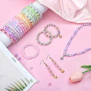 Acerich 700Pcs Glass Beads for Jewelry Making, 24 Color 8mm Glass Crystal Beads Friendship Bracelets Making Kit for DIY Earrings Necklaces Rings