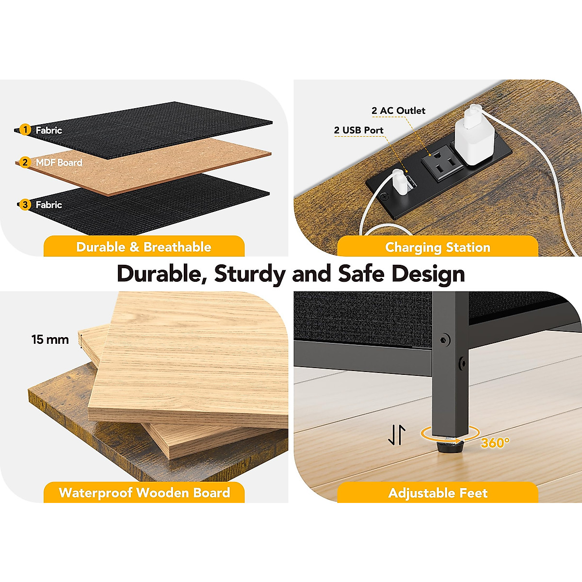 Black Dresser for Bedroom, 53" Dresser TV Stand with LED Light and Power Outlets, 7 Drawers Dressers, Fabric Chest of Drawers with Open Shelf, Large Dressers for Bedroom, Living Room