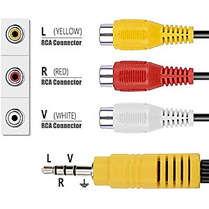 3.5mm Male to 3 RCA Female Video AV Component Adapter Cable for TCL TV, Ancable AV in Adapter 6-Inch 3.5mm Plug to Triple RCA Jack Audio/Video Splitter Adapter