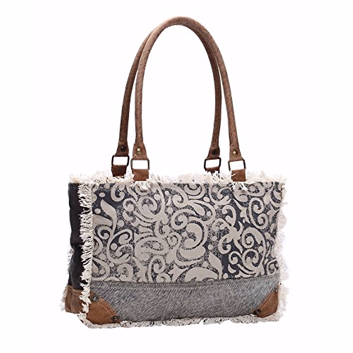 Myra Bag Leaf Swirls Upcycled Canvas Bag S-1151