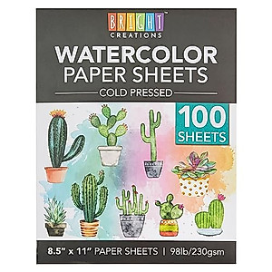 100 Sheets Cold Press Watercolor Paper for Artists and Beginners (8.5 x 11 in)