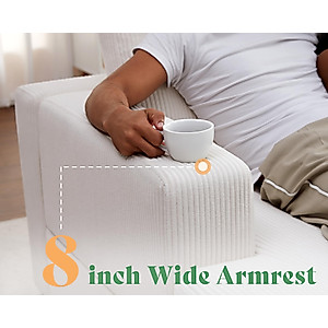 AMERLIFE 162Inch Oversized Sectional Sofa, U Shape Couch with Corner Seat, Corner Sofa with Right Facing Oversized Double Chaise, Large Sofa for Living Room, White Corduroy