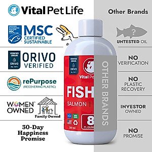 Fish Oil for Dogs - Healthy Skin & Coat, Salmon, Pollock, All Natural Supplement for Pets, Itching Scratching Allergy & Inflammation Defense, Omega 3 EPA DHA, Brain & Heart Health, 8 oz