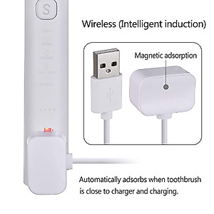 URYOUTH Ultra Whitening Toothbrush - 5 Brush Heads & Travel Case (White)