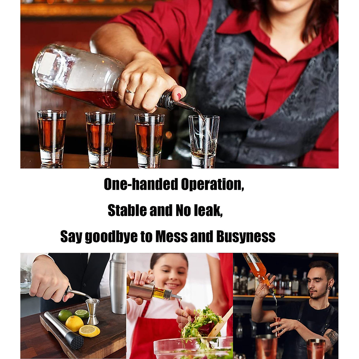 Pafusen 12 Pack Pour Spouts for Liquor Bottles, Liquor Pour Stainless Steel Classic Bottle Speed Pourers with Tapered Spout，Free Flow Pourers，Most Fit Classic Bottle's Lip 3/4"