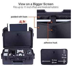 Lykus Titan MA220 Waterproof Hard Case for DJI Air 2S/Mavic Air 2 Fly More Combo, Dedicated Space for up to 11-inch iPad or Android Tablets and Holder [CASE ONLY]