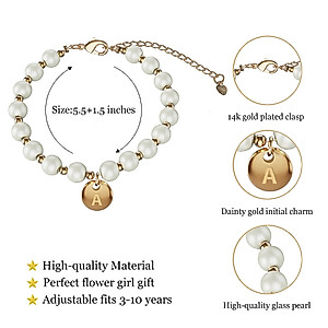 Flower Girl Proposal Bracelet, Dainty Gold Initial Charm Bracelet for Girl, Letter Name Bracelet Girls Jewelry Birthday Wedding Party Gift (C)