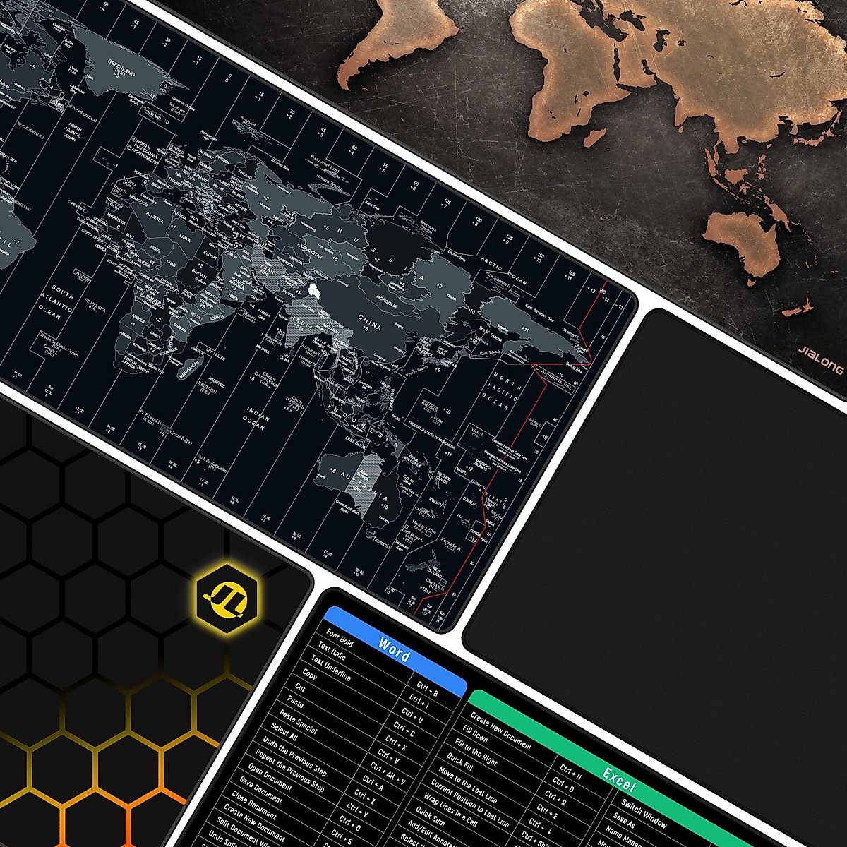 JIALONG New Upgraded Version Large Mouse Pad Desk Mat Comfortable Mousepad with Personalized Design Extended Size 35.4 X 15.7X 0.12 inches for Laptop, Computer and PC - Black World Map