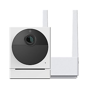 WYZE Cam Outdoor Starter Bundle (Includes Base Station and 1 Camera), 1080p HD Indoor/Outdoor Wire-Free Smart Home Camera with Night Vision, 2-Way Audio, Compatible with Alexa, White (Renewed)