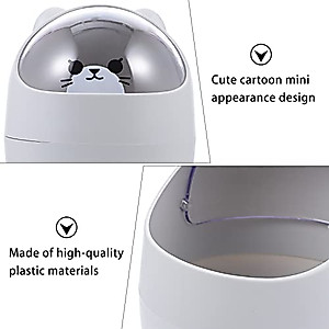 LIFKOME Cute Mini Desktop Trash Can Mini Trash Can with Lid Desktops Cartoon Animals Waste Bin Cute Bear Shape Small Garbage Can Large Capacity Cartoon Wastebasket for Home Kitchen Office