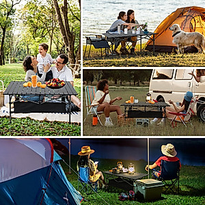 YUSING Portable Camping Table, Inch Folding Aluminum Roll Up Camp Table with Carrying Bags for Outdoor Camping, Hiking, Picnic, Beach, Fishing, Backpacking, BBQ, RV (37.8"x21.7"x18.9")