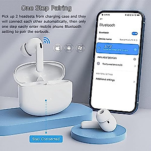 Wireless Earbuds, Bluetooth 5.3 Headphones Noise Cancelling with Charging Case, IPX7 Waterproof Stereo Earphones in-Ear Earbud with Microphone for Android Cell Phone Gaming Computer Laptop Sport