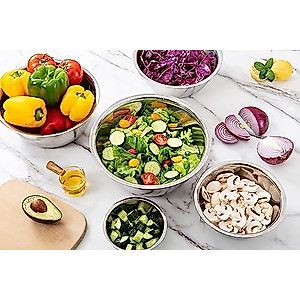 COOK WITH COLOR Stainless Steel Mixing Bowls - 6 Piece Stainless Steel Nesting Bowls Set includes 6 Prep Bowl and Mixing Bowls